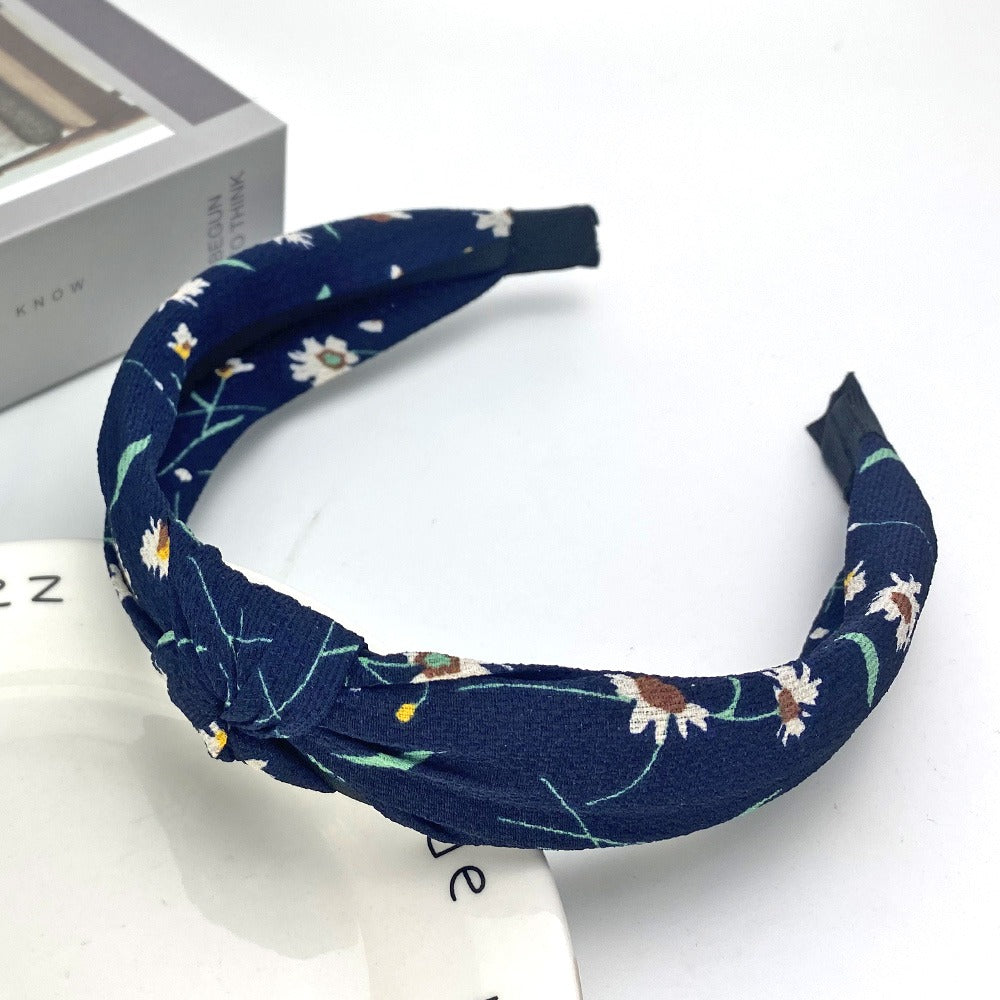 Serre-tête tissu bleu fleuri | Reine d'Aujourd'hui