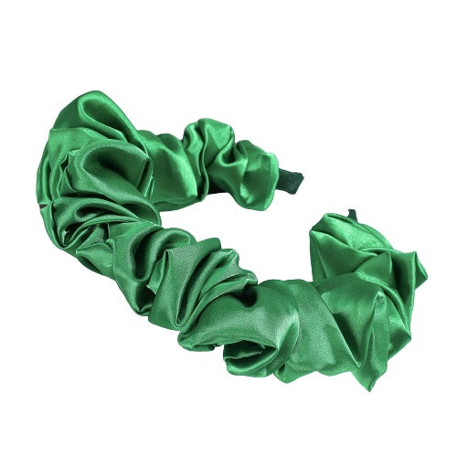 Serre tête tissu en frou-frou satin vert | Reine d'Aujourd'hui